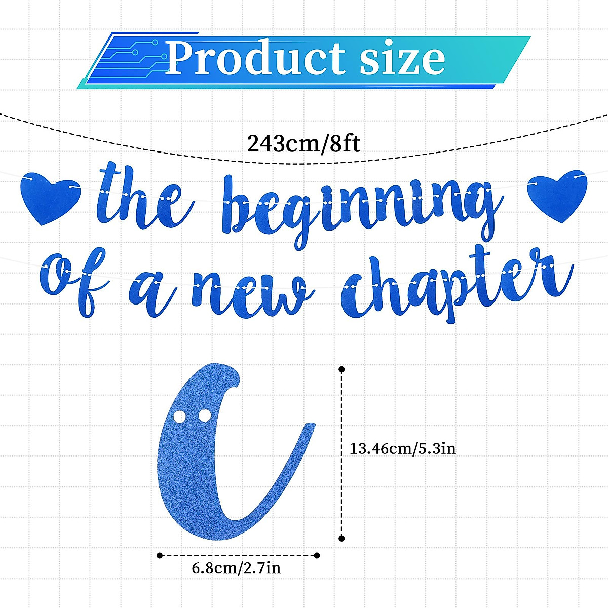 The Beginning of A New Chapter Banner Graduation Engagement Goodbye Party Decorations Retirement Goodbye Party Decorations Congratulations Decorations Party Supplies Blue Glitter