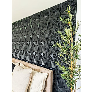 STICKGOO 33 Pack 3D Wall Panels for Interior Wall Decor, Black Diamond Design Accent Wall Decor, 12''x12'' Modern Wall Panels for Gaming Room Bedroom TV Background