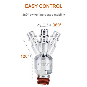 1/4" Swivel Air Plug, SUNGATOR 6-Pack Industrial Swivel Coupler and Plug, 1/4-Inch NPT Male Thread, Air Hose Fittings