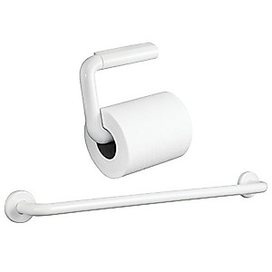 iDesign Plastic Wall Mount Paper Holder, Dispenser for Master, Guest, Kid's Bathroom, 6.95" x 7.4" x 1.45", Toilet Tissue Bar