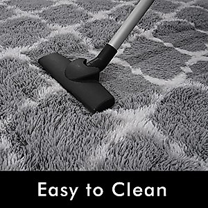 Zareas Soft Geometric Fluffy Rugs for Living Room, 5x8 Feet Area Rug, Shag Grey Rug, Shaggy Bedroom Rug, Plush Rug, Modern Moroccan Fuzzy Rugs for Apartment, Classroom, Home Office, Dorm, Room Decor