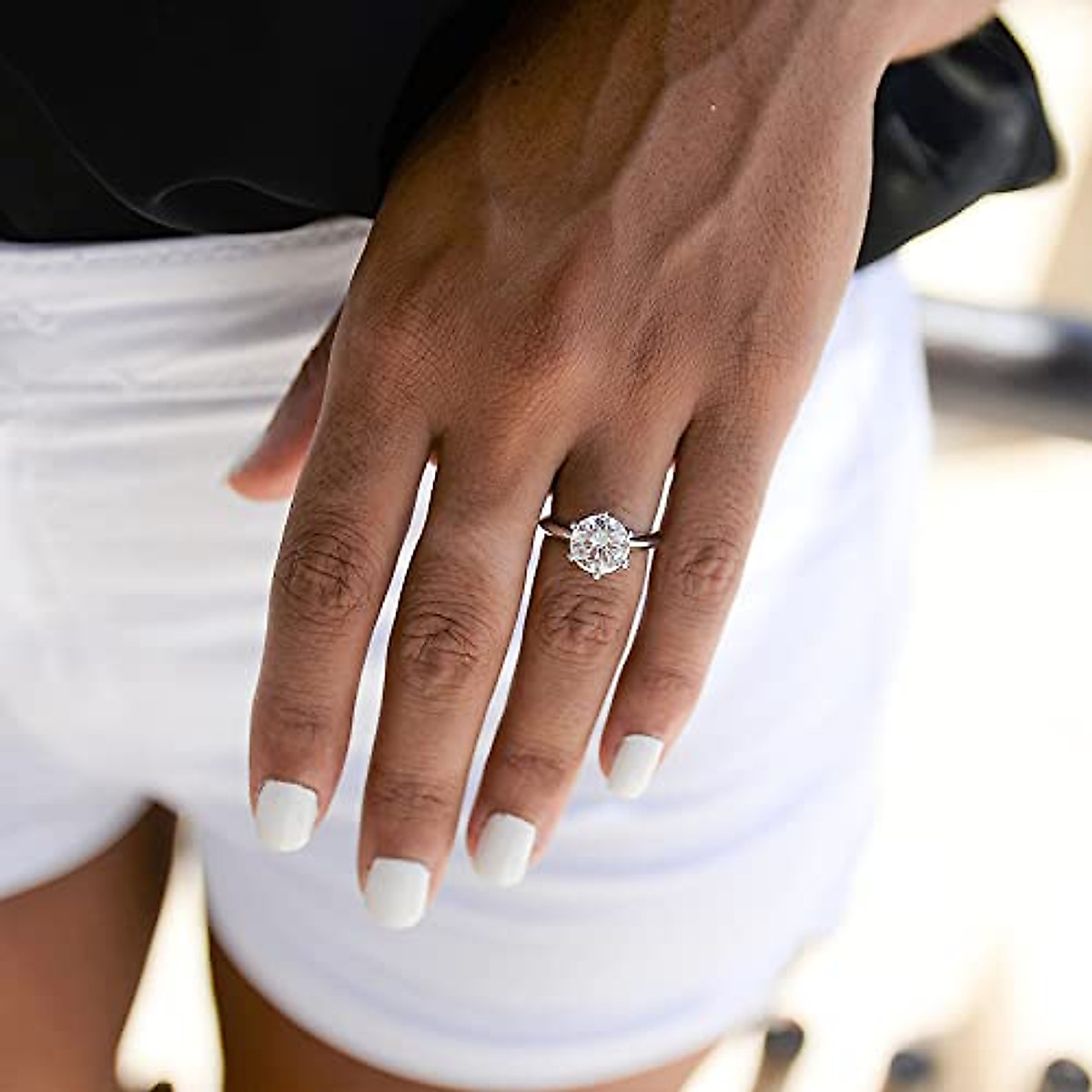 espere 3 Ct CZ Solitaire Engagement Ring Sterling Silver White Gold Plated Size 6