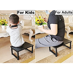 TSTWETO Step Stool, Wooden Step Stools for Adults Kids, Wood Bedside Bed Steps for High Beds, Heavy Duty One Stepping Stool for Kitchen Bathroom Bedroom, Hold Up 400 Lbs Capacity -Black