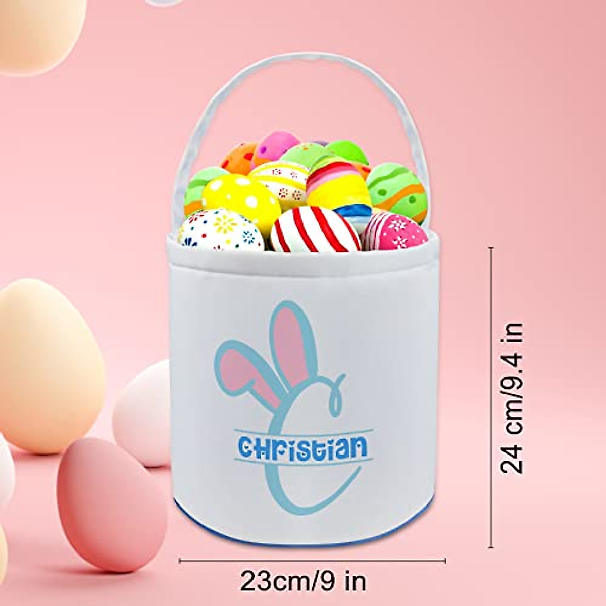 Personalized Easter Basket Custom with Name Customized Candy Egg Easter Buny Tote Bags Carry for Girls Boys Happy Easter Gift Decorations