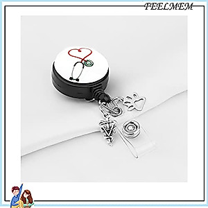 FEELMEM Veterinarian Gift Medical Stethoscope Retractable Badge Holder Reel Clip Veterinary Student Gift Veterinary Assistant Jewelry Pet Owner Rescue Jewelry (Veterinarian)