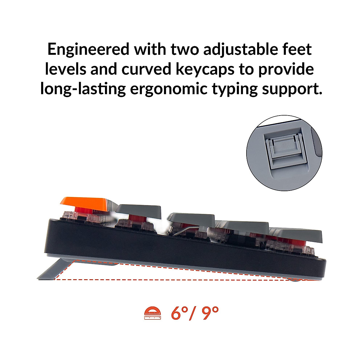 Keychron K7, 68 Keys Ultra-Slim Wireless Bluetooth/Wired Mechanical Keyboard with Low-Profile Gateron Mechanical Red Switch, White LED Backlit Compatible with Mac Windows