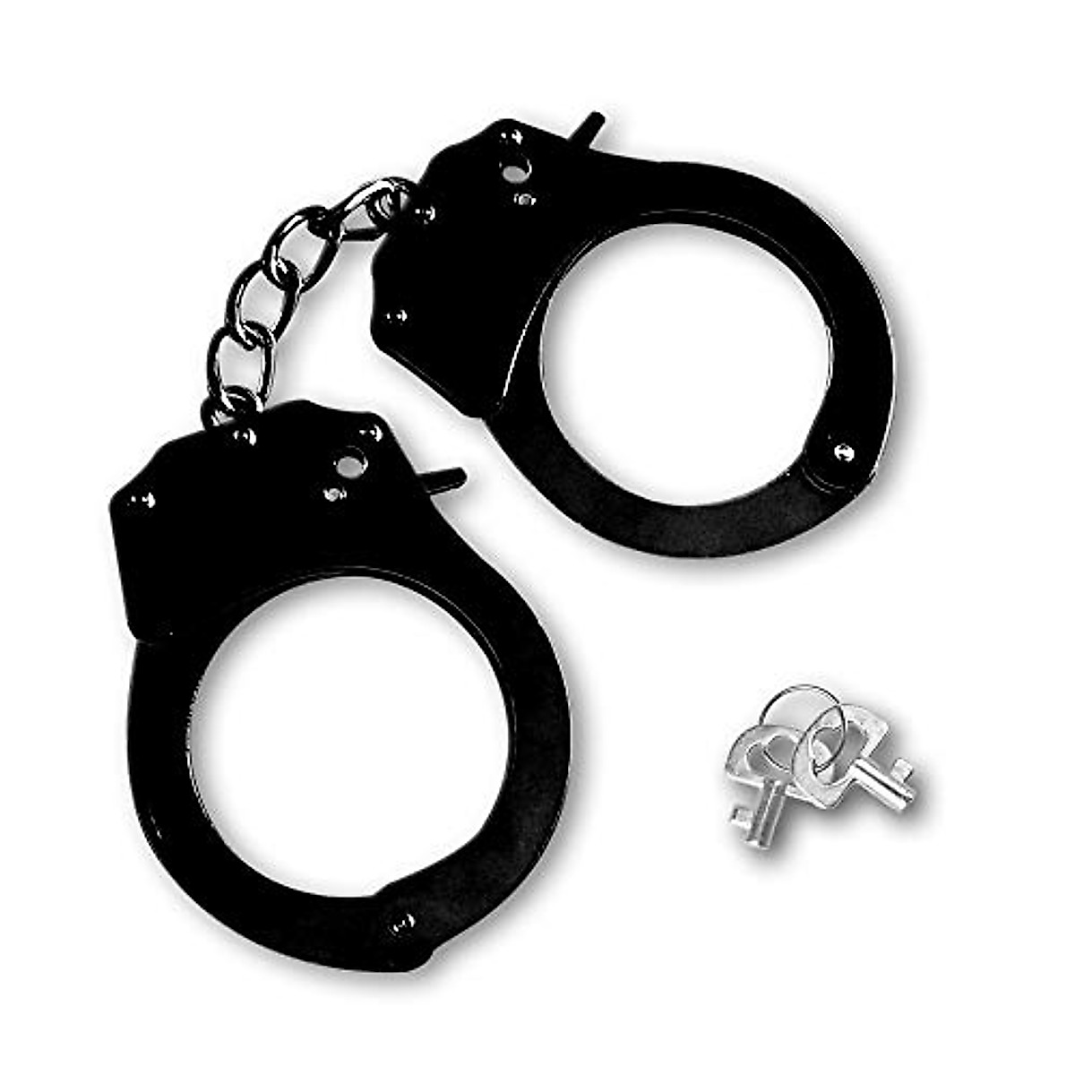 HOHAJIU Toy Handcuffs with Keys Metal Handcuffs Party Supplies Accessory Stage Party Props Pretend Play Handcuffs for Kids (Black)