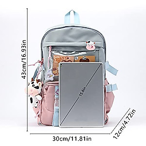 JQWSVE Kawaii Backpack with Kawaii Pins and Accessories Cute Backpack Aesthetic Backpack Women Lightweight Travel Rucksack