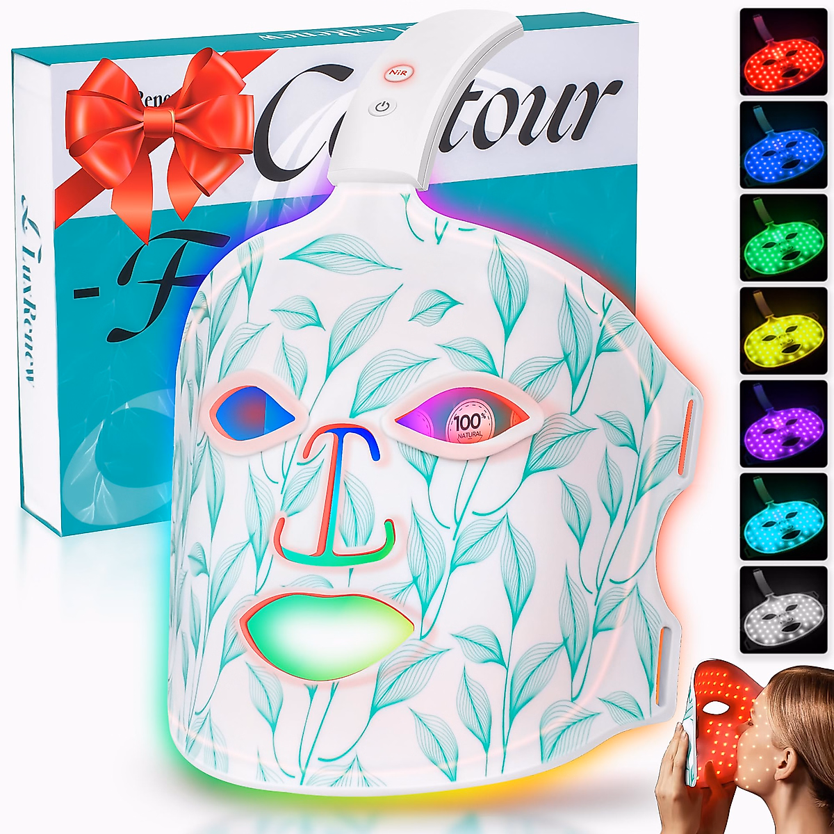 Red Light Therapy for Face, Led Contour Face Mask Light Therapy, 7+1 Color Near-infrared 850 Led Light Mask Portable and Rechargeable, Red Light Therapy At Home and Wireless Led Face Mask[BMask Pro]
