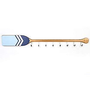 Coat Rack Wall Mount with 8 Hooks on Boat Paddle. Fun, Nautical Themed Clothes Hanger. Makes a Great Gift. Fully Assembled. Mount on Wall or Door in Mudroom, Entryway, Bathroom, Bedroom. Color: Navy