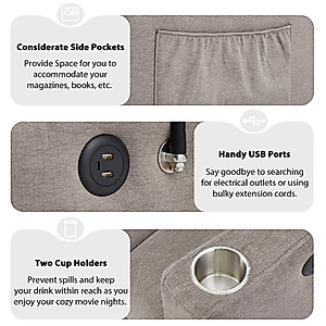 56'' Convertible Sleeper Sofa Bed,Full Loveseat Futon Pull Out Couch Sofá for Small Space,3 USB Ports,2 Cup Holders,360°Swivel Phone Holder,Modern Couches Sofabed Living Room,RV Hide-a-Bed (Gray)