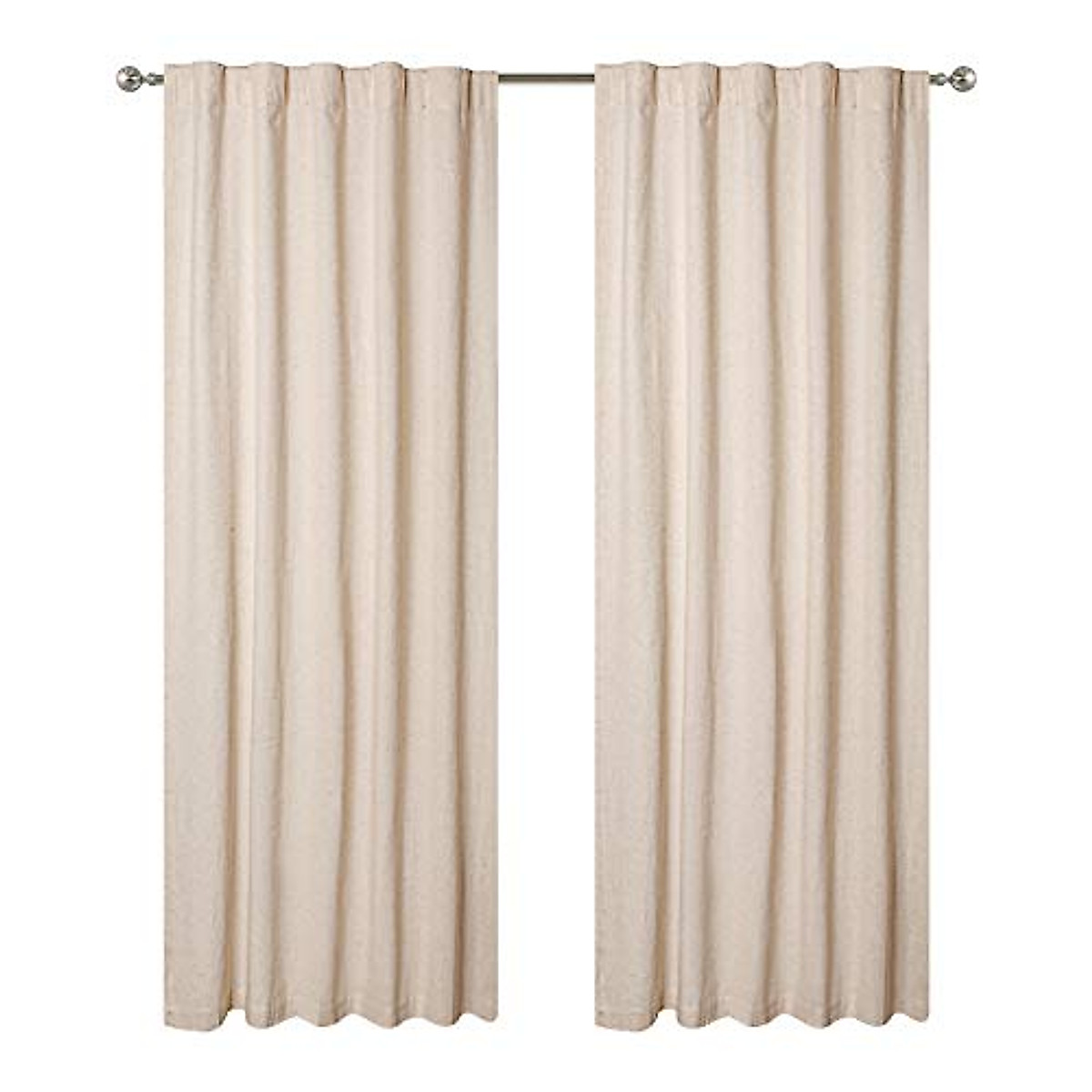 HOMIDATE Farmhouse Curtain 50x84 inch Natural, Linen 30%, Cotton 70% Curtains, 2 Panels Curtain,Tab Top Curtains, Room Darkening Drapes, Curtains for Bedroom, Curtains for Living Room, Set of 2