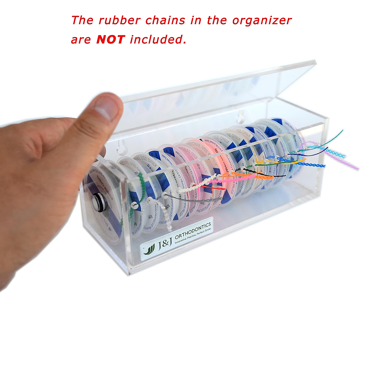 J&J Ortho Orthodontic Elastic Power Chain Dispenser Reel Box with Lid