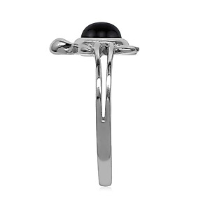 Silvershake 6MM Natural Round Shape Black Onyx 925 Sterling Silver Turtle Sea Life Fashion Casual Solitaire Ring Size 6.5