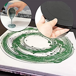 11”Rotate Turntable Sculpting Wheel Revolving Cake Turnable Black Painting Turn Table Stand for Paint Spraying Spinner,with Cone Canvas Support Stands and 3pcs Acrylic Pouring Strainers