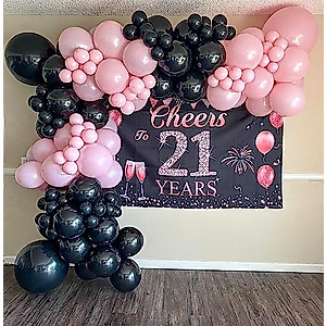 Black Pink Balloon Garland Light Pink Rose Gold Metallic Balloons Different Sizes Black Pastel Latex Balloons For Baby Shower Birthday Wedding Bridal Shower Graduation Decorations