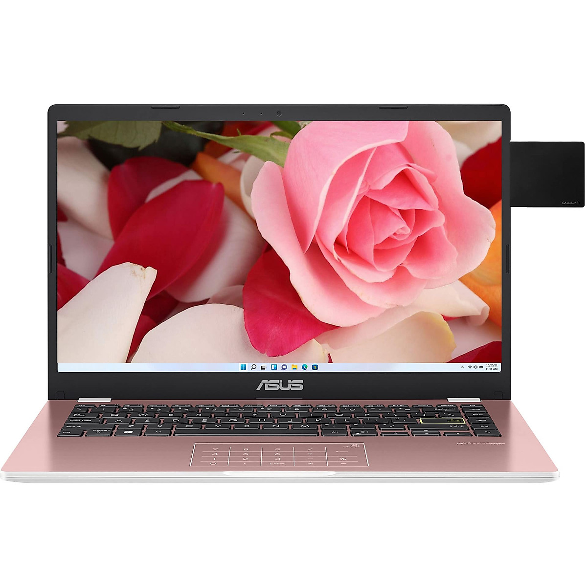 ASUS 14"" HD Display Laptop,Intel Dual Core N4020 (up to 2.80 GHz),4GB RAM, HDMI, 64GB eMMC, Bundle w/ 256GB SSD and GalliumPi Mousepad, Rose Gold