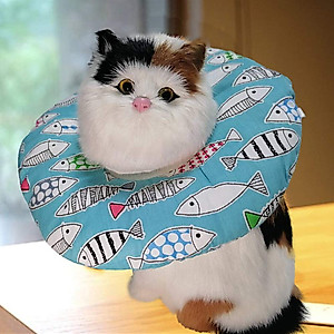 Andyrex Cat Recovery Collar Soft Adjustable - Cute Neck Cone After Surgery for Head Wound Healing Protective Cone After Surgery Elizabethan Collars for Cat and Puppy (Medium)