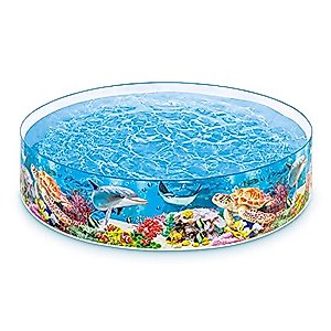 Intex Deep Sea Blue 8 Feet x 18 Inch SnapSet Instant Round Plastic Above Ground Swimming Kiddie Pool for Ages 3 Years and Up, Blue