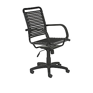 Euro Style Flat Bungie High Back Adjustable Office Chair with Arms, Black Bungies with Graphite Black Frame
