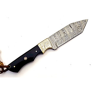 Damascus Steel fixed Blade Tanto Knife Hunting Camping outdoor Sports. SM147