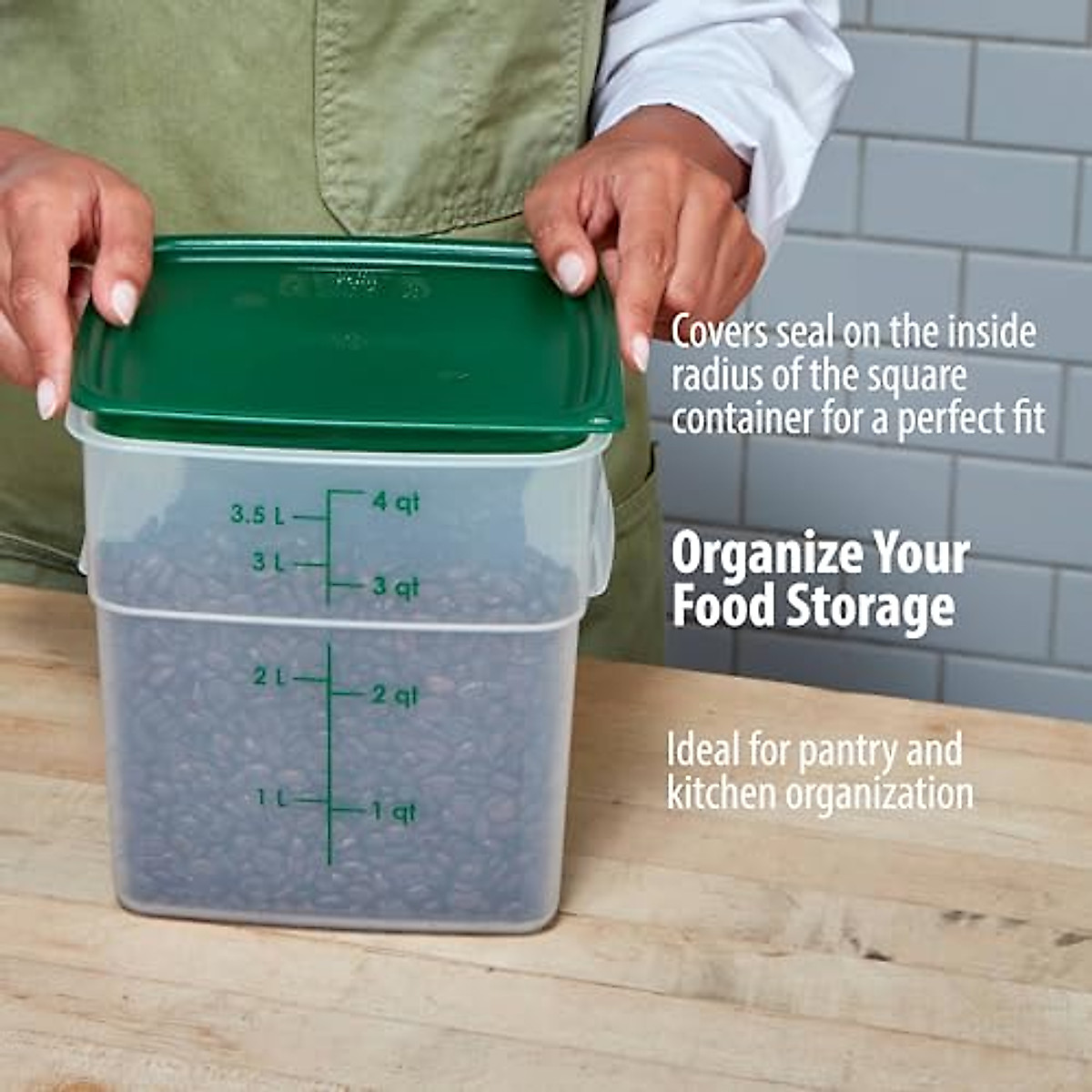 Cambro Food Storage Containers with Lids (BPA-Free) - 4 QT (Quart) Square Food Storage Container with Lid (2 Pack)