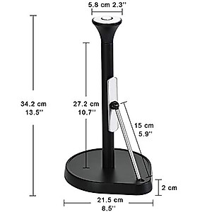 Single Tear Paper Towel Holder Countertop, Hystun Standing Paper Towel Holder Stainless Steel Tension Arm Paper Towel Holder Easy to Tear Paper Roll Dispenser Stand for Kitchen Countertop & Bathroom