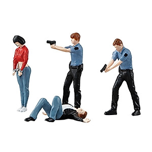predolo 4Pcs 1:64 Scale Tiny People Resin Policeman Figurines Fairy Garden Desktop Ornament Layout S Scale DIY Projects Miniature Dioramas Decor
