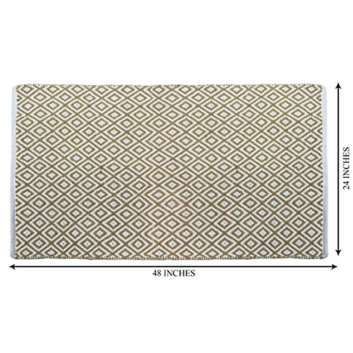 The Home Talk Cotton Area Rug | Carpets Suitable for Living Room, Bedroom, Dining Room, Home Décor | Handcrafted Traditional Rugs | Non-Skid | Diamond Contemporary | 24’’ x 48’’ | Beige