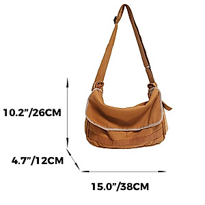 Vintage Canvas Messenger Bag for Men Women Crossbody Bag Satchel Shoulder Bag Harajuku Streetwear (White)