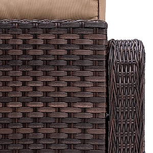 MCombo 4 Pieces Outdoor Patio Furniture Set, Brown Wicker Conversation Set, Outdoor Furniture Sofa Couch with Tempered Glass Table, for Lawn Balcony Gazebo, 9541