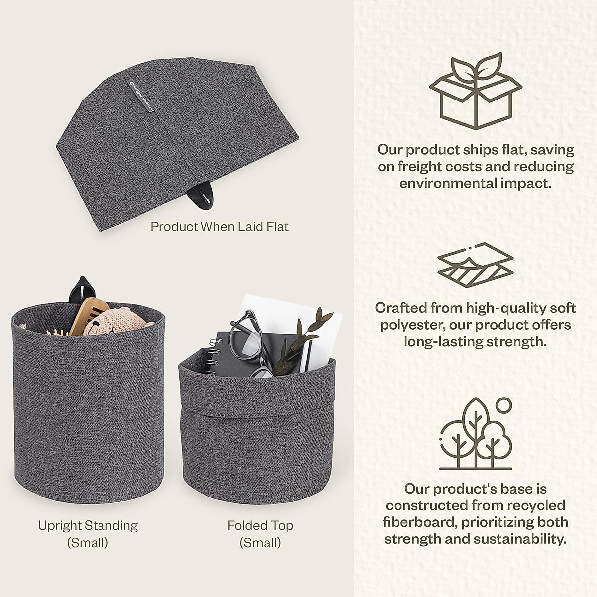 Bigso Box of Sweden Soft Hang Around Hanging Storage Basket Small | For Organizing Everyday Necessities | Collapsible Wall Hanging Storage Basket for Closets | 6.7" x 6.7" | Small | Navy