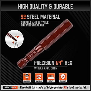 Allen Wrench Drill Bits, HORUSDY 20-Piece S2 Steel Hex Bit Set, Metric & SAE Magnetic Hex Bit Set, 2.3" Long with Bit Holder