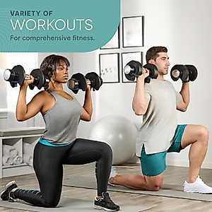 LifePro Adjustable Dumbbell Set – 5-25 lb Dumbbells Set of 2, Quick Change Rotating Hand Weights for Women//Men at Home Gym Weight System - 5-25 Pound, Ideal for Home Strength Training