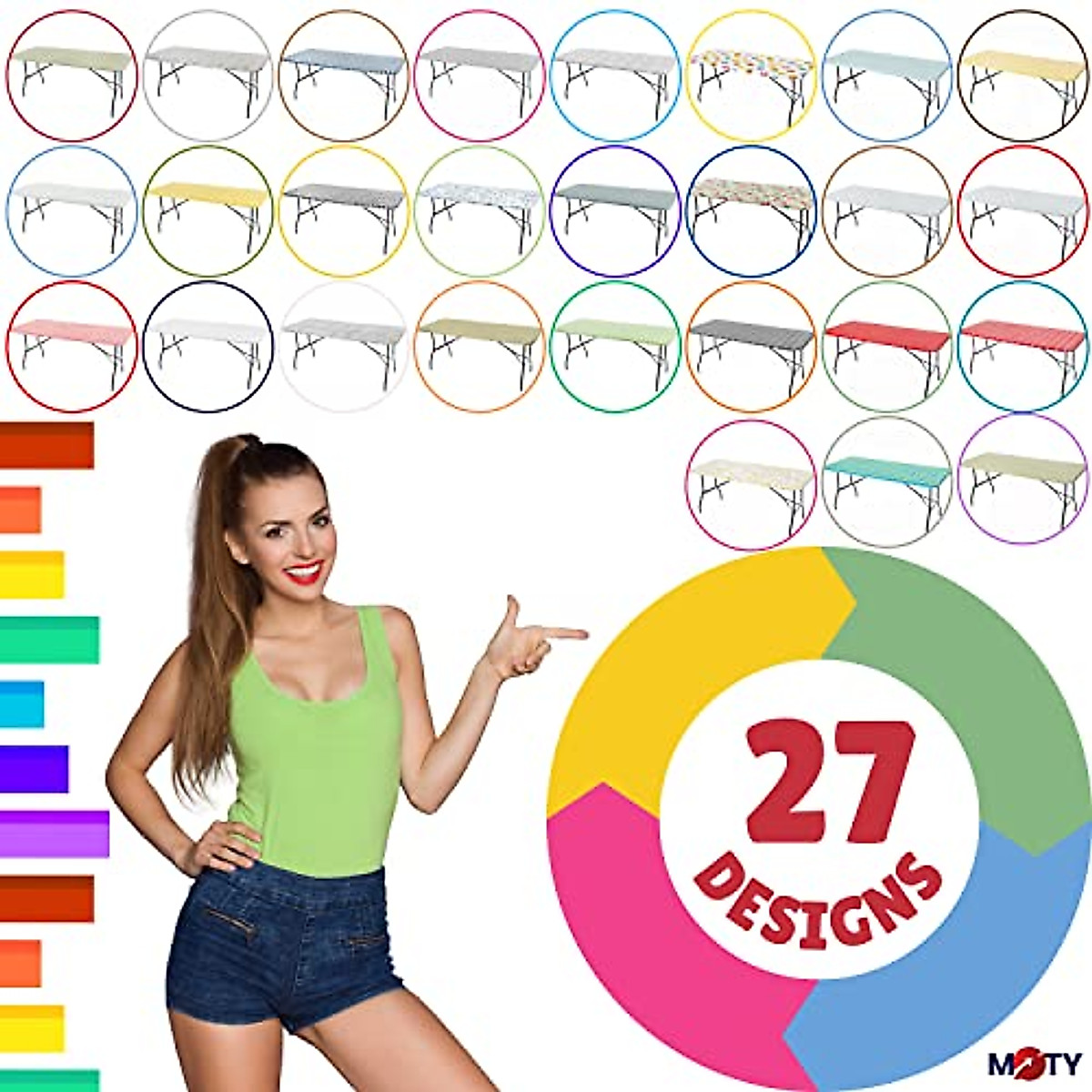 Tablecloth for Folding Table -Fitted Rectangular Table Cloth for 6 Foot – Size 32 x 72 inch - (180 x 75 cm) Plastic Vinyl Flannel Backed with Elastic Rim- for Christmas|Parties, Waterproof