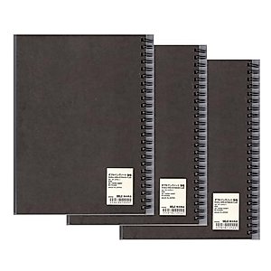 MUJI Double Ring Blank Notebook A5-size Unruled 80sheets - Pack of 3books