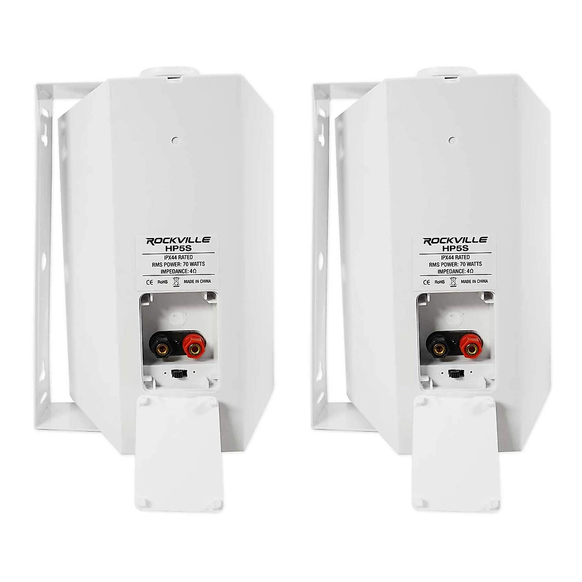 Rockville Pair HP5S 5.25" Outdoor/Indoor Home Theater Speakers w/Swivel Bracket, White