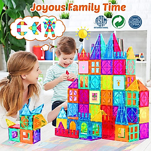 HIPCLUB 116PCS Magnetic Tiles Blocks Magnets for Kids Toys Gifts, 3D Clear Building Block Toys Learning Resource Preschool Educational STEM Toys for 3 4 5 6 7 8 Year Old Boys Girls Kids Toddlers Gifts