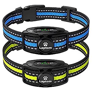 Laptom Pro 2 Pack Smart Dog Bark Collar - 5 Adjustable Sensitivity/Vibration&Sound/Rechargeable/IPX7 Waterproof - No Shock Bark Control Training Collar for Small Medium Large Dog (V1)