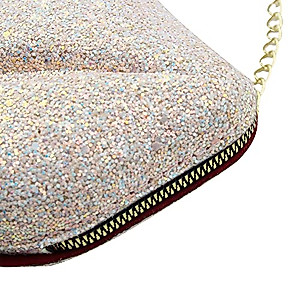 Womens Glitter Lip Purse Evening Bag PU Banquet Crossbody Shoulder Bag for Women