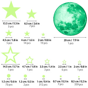 Glow in The Dark Stars for Ceiling,Glow in The Dark Stars and Moon Wall Decals, 1108 Pcs Ceiling Stars Glow in The Dark Kids Wall Decors, Perfect for Kids Nursery Bedroom Living Room(Sky Blue) (Green)