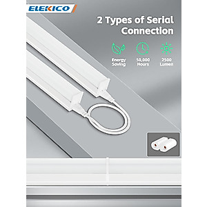 ELEKICO 4FT Led Shop Light, 22w 2500lm 6500k Linkable 4 ft Led Lights with Plug On/Off Power Cord, T5 Garage Lighting Fixture,4 Foot Ceiling and Under Cabinet Light for Garage Workshop 6 Pack
