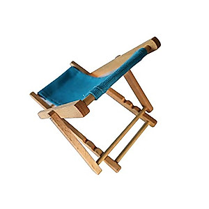 Hanpo Cell Phone Holder Wood & Canvas Beach Deck Chair - Desk Stand for Smart Phone 5.5 Inches (Light Brown) (Turquoise)