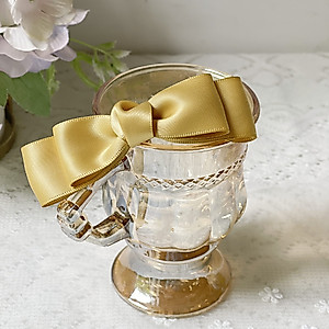 QIANF 1 Inch Wide Satin Ribbon Gold Ribbon for Gift Wrapping Hair Bow Chair Sash Valentine's Day Wedding Birthday Party Invitation Decorations Floral Craft Sewing, 25 Yards