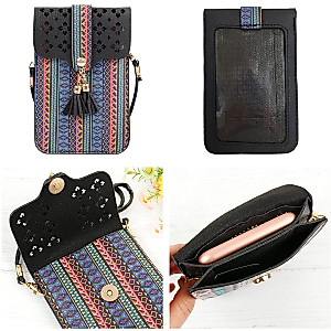 Small Travel Purse Pouch Bag - Crossbody Strap Wallet Smartphone Touchscreen Case Ball Sports Game, Animal, American Flag (Sports - Baseball)