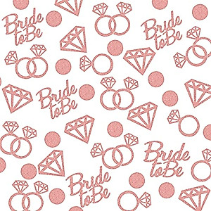 Bridal Shower Decorations 300pcs Table Glitter Confetti for Engagement Party Decor Bride to be,Diamond,Ring and Circle Rose Gold Paper Confetti for Wedding Bachelorette Party Supplies (Rose Gold)