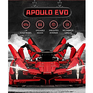 DOSCOR Apello EVO Sports Car Building Kit,1:8 Scale Technical Super Car Building Blocks Set for Adults,Men&Teens,Adult Collectible Model and Engineering Toy(3669+ Pcs)