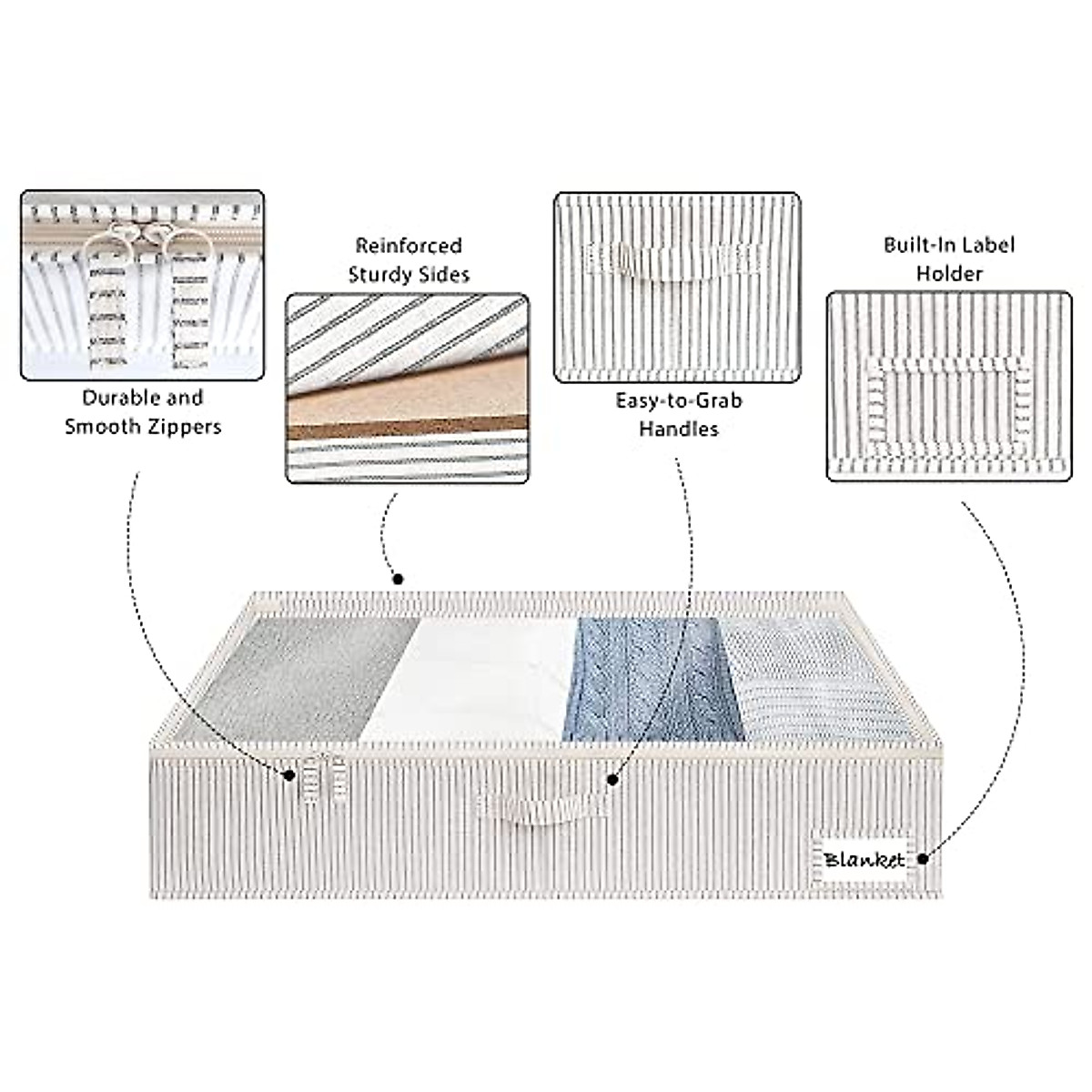 StorageWorks 2-Pack Decorative Storage Boxes with 2-Pack Underbed Storage Boxes