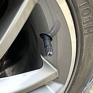 Black TPMS Plastic Tire Valve Stem Caps with Rubber Seal Universal Long Air Valve Stem Caps for TPMS20008 Rubber Valve, Airtight Seal, ­All-Weather, Air Protection, ­Light-Weight (8 Pack)