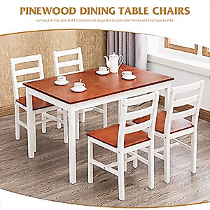 5-Piece Dining Table Set, Kitchen Dinner Table and 4 Chairs